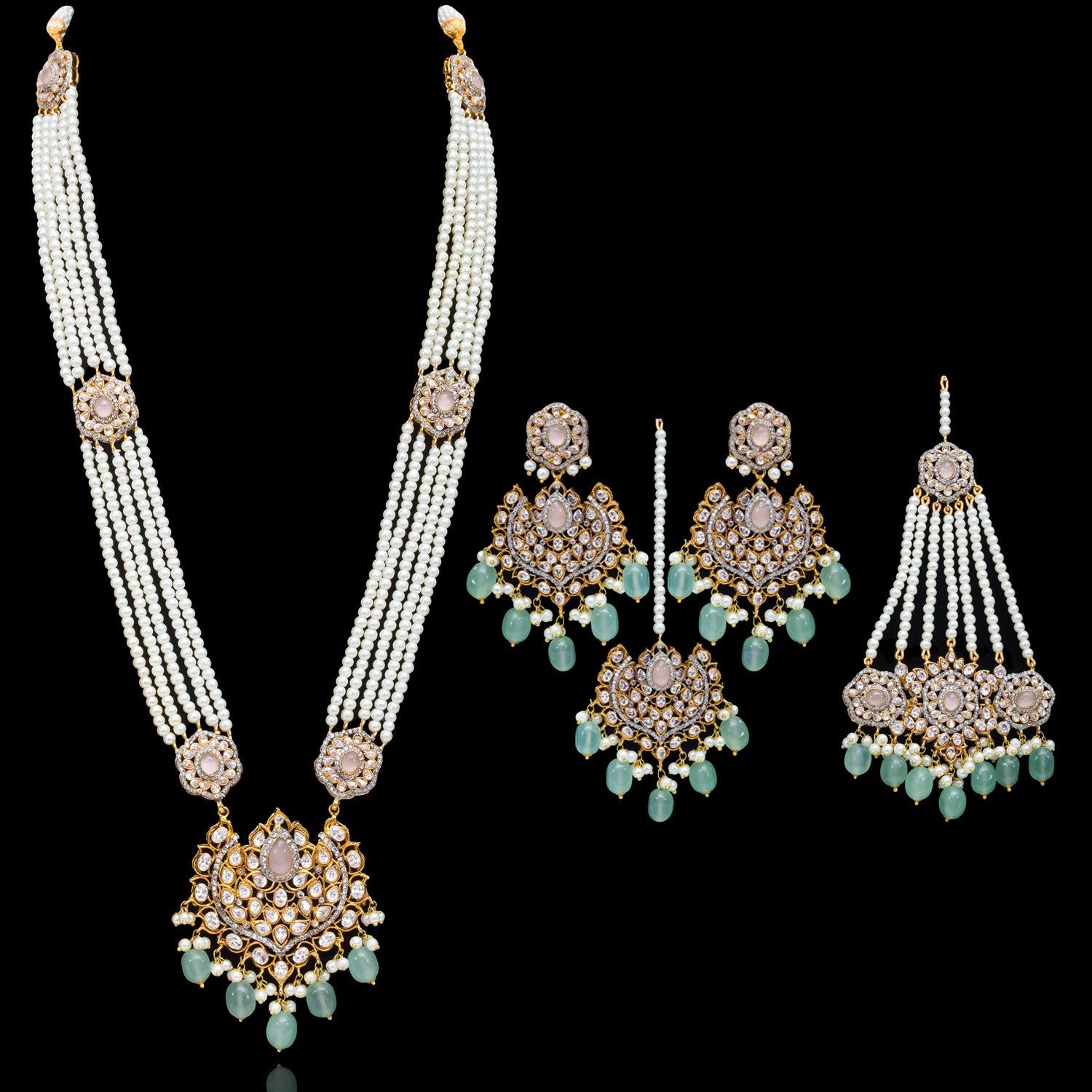 Esha Mala Set Mint - Available in 2 Options – á La Couture