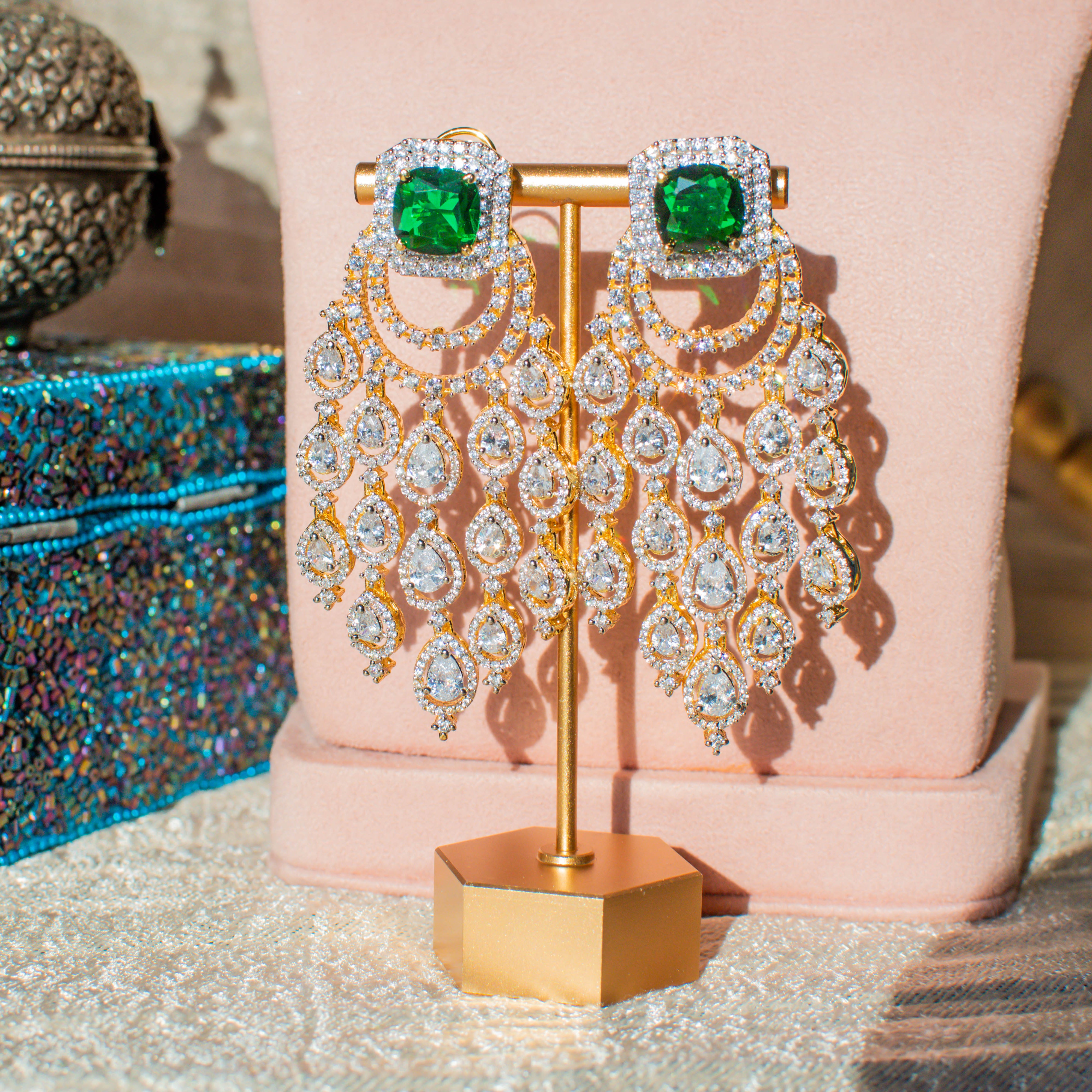 Nima Earrings - Emerald – á La Couture